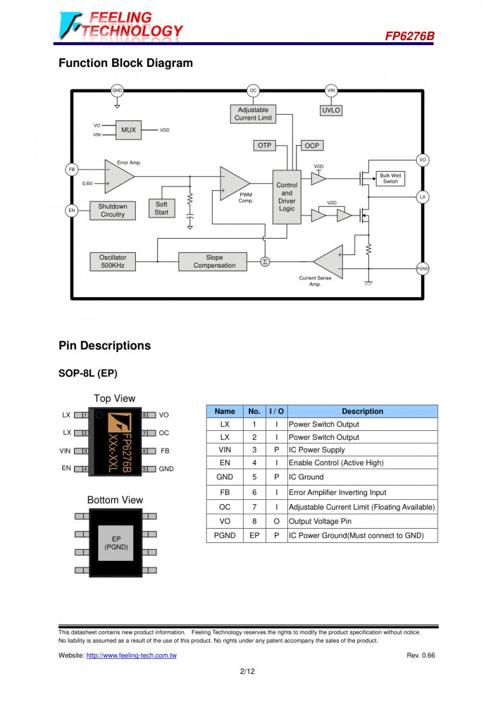 FP6276BXR-G1 datasheet page 2