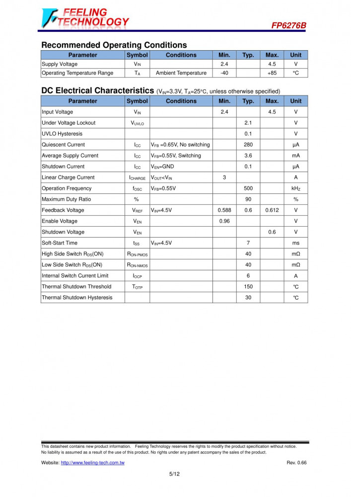 FP6276BXR-G1 datasheet page 5