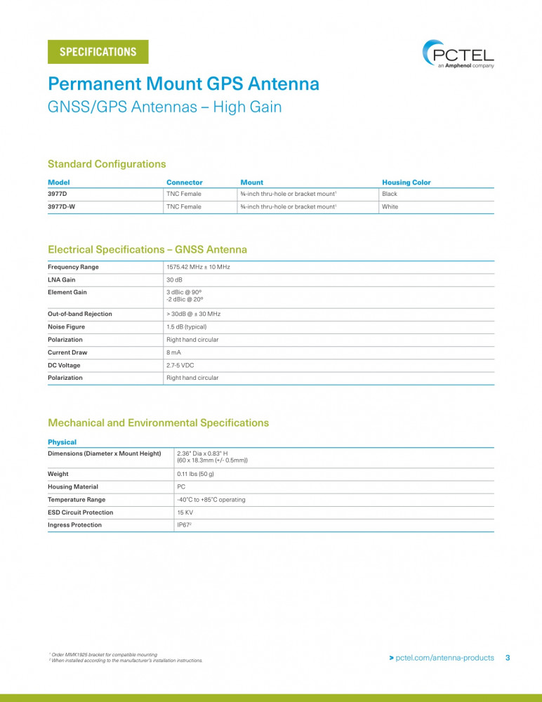 3977D Series product document page 3