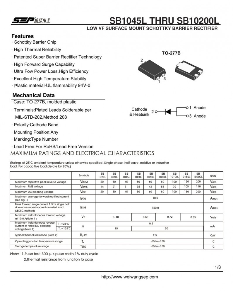 SB10100L datasheet page 1