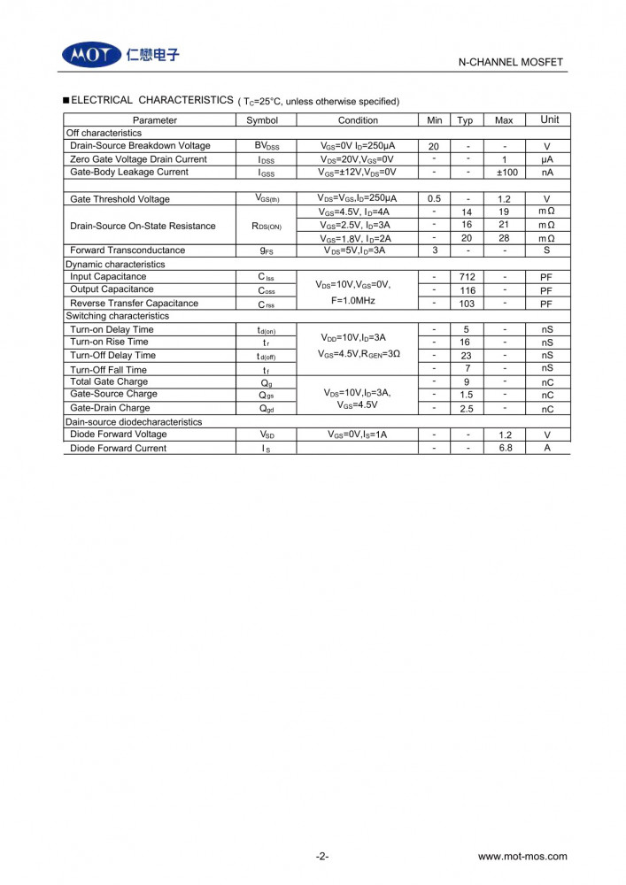 MOT2312B2 datasheet page 2