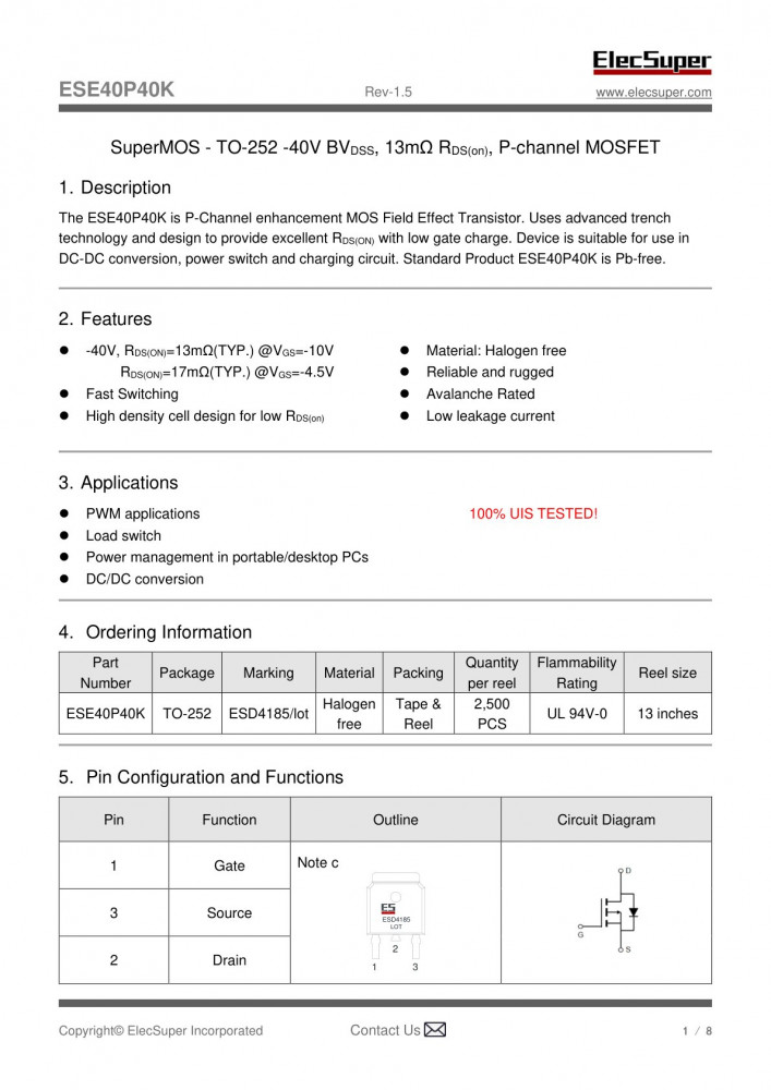 ESE40P40K datasheet page 1