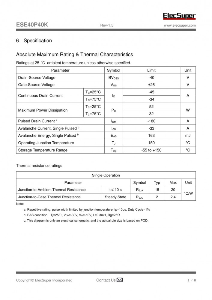 ESE40P40K datasheet page 2