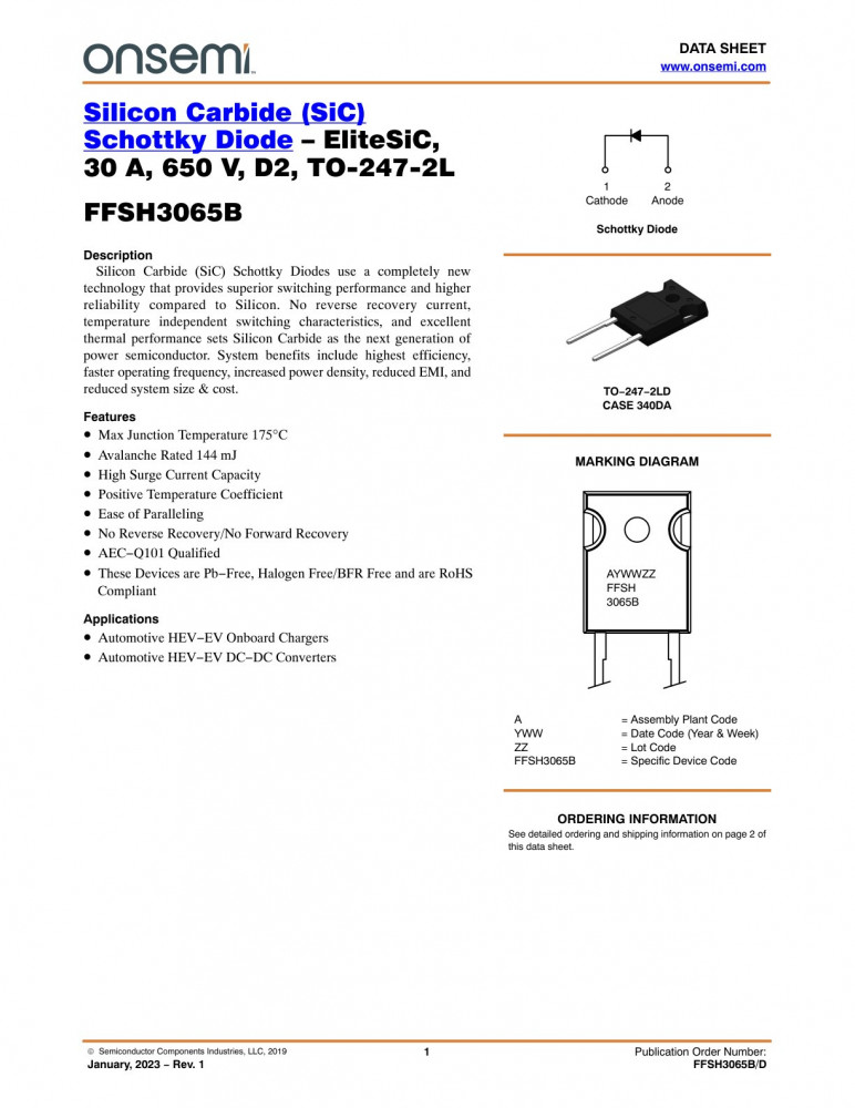 FFSH3065B datasheet page 1