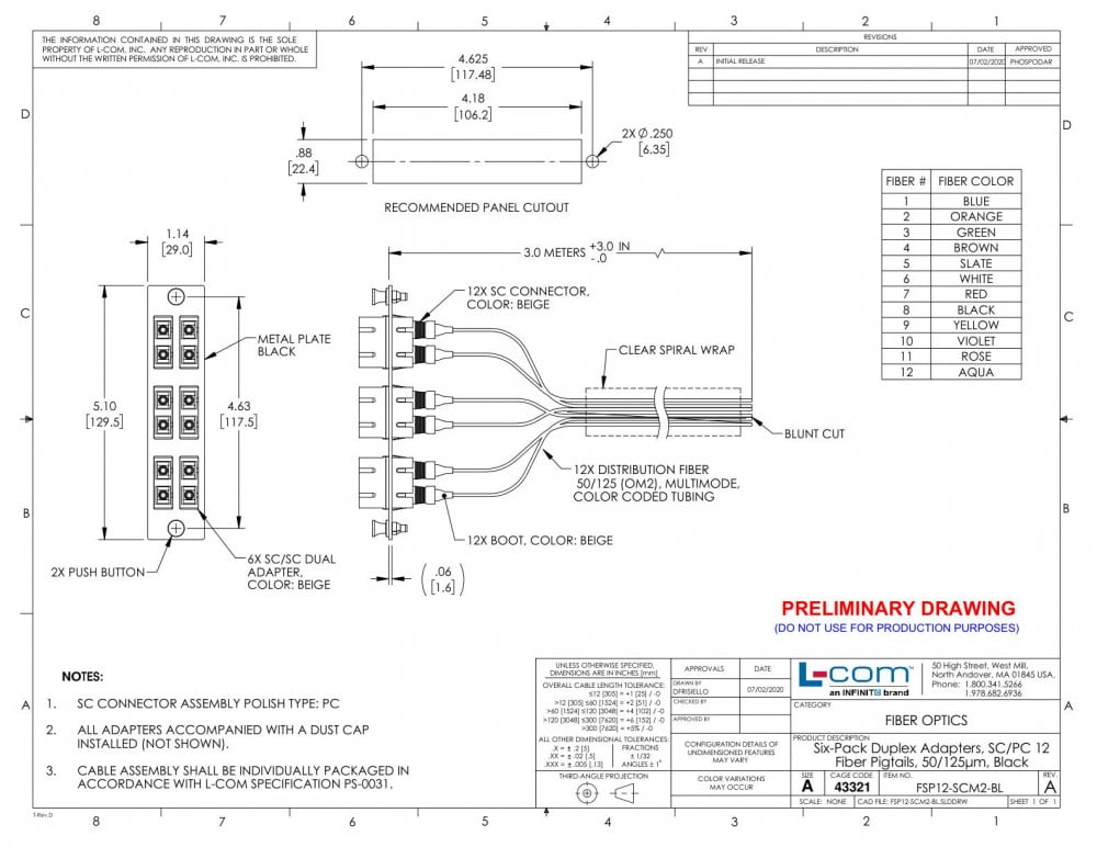L-com FSP12-SCM2-BL product drawing