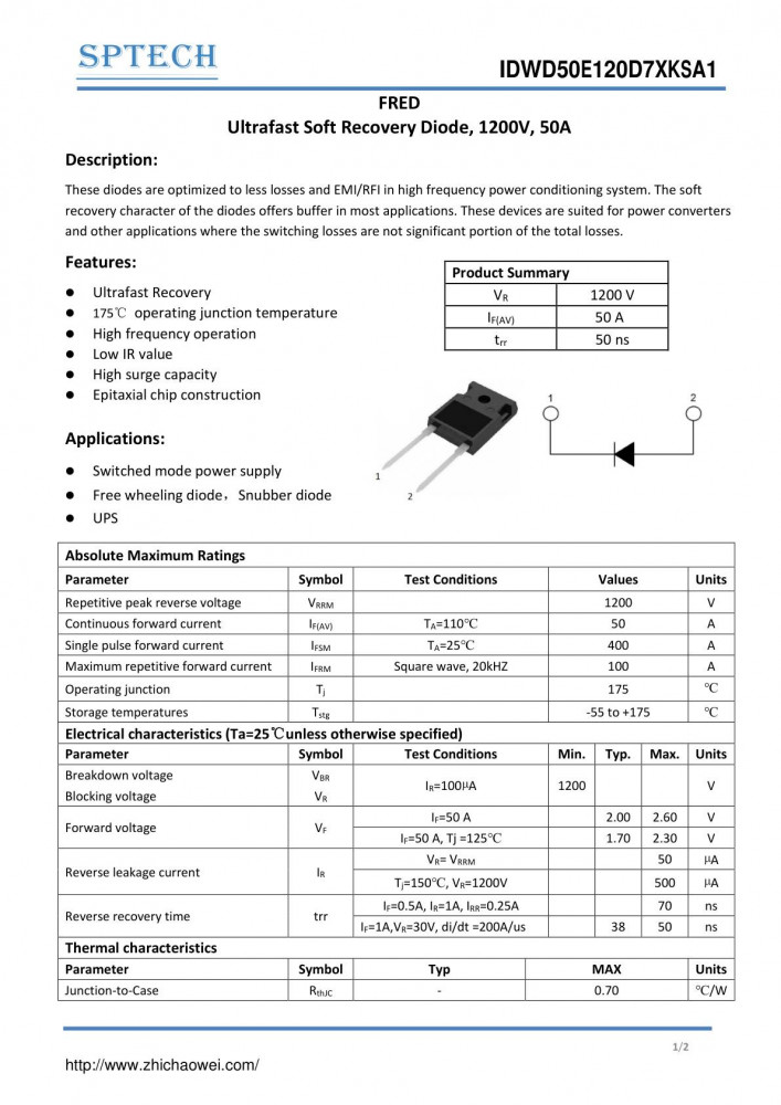 IDWD50E120D7XKSA1 datasheet page 1