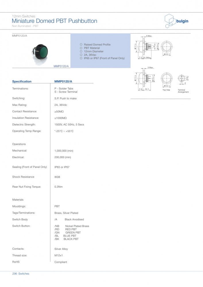 Bulgin MAV0120 datasheet page 4