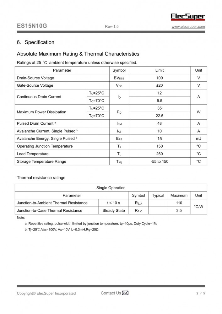 ES15N10G datasheet page 2