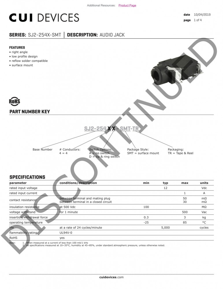 SJ2-2544D-SMT-TR datasheet page 1