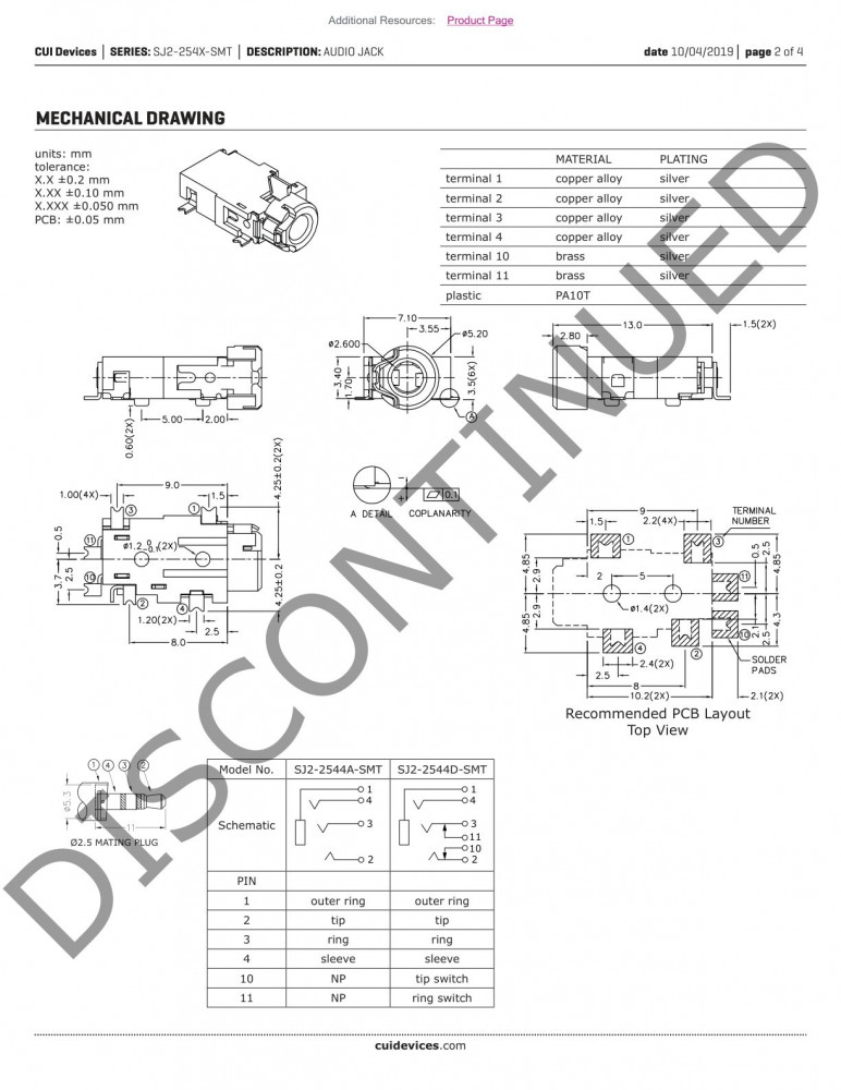 SJ2-2544D-SMT-TR datasheet page 2