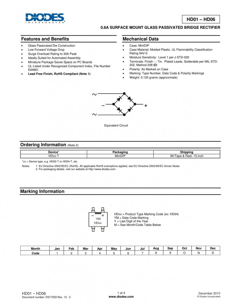 HD01-T datasheet page 1
