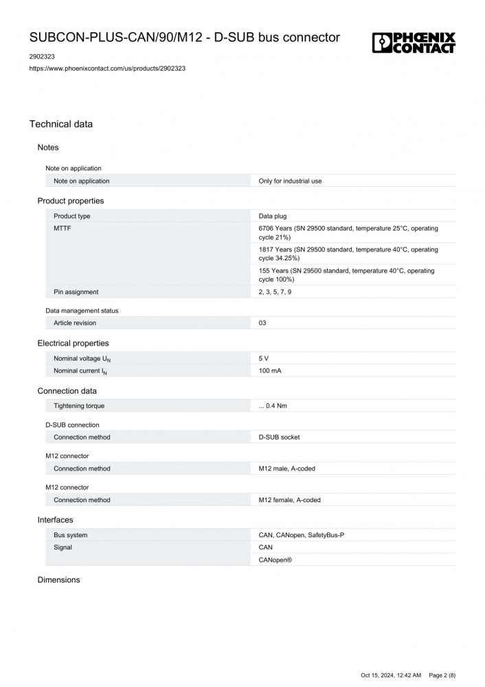 Phoenix Contact 2902323 technical document page 2