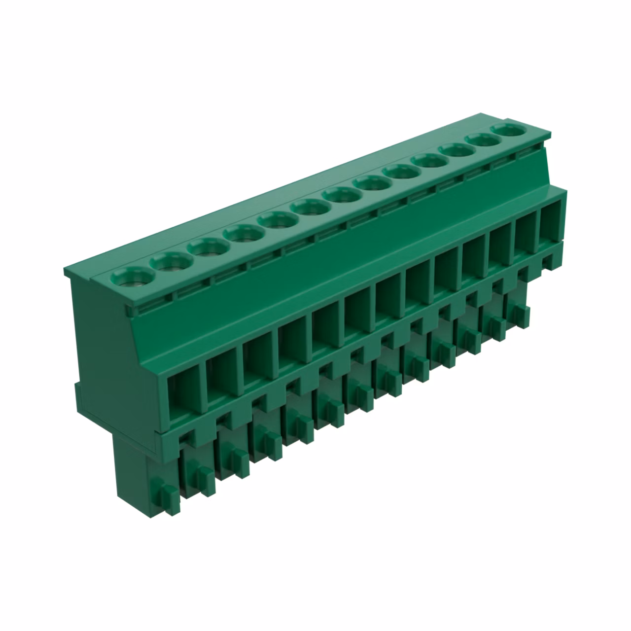 3.50mm Pitch Eurostyle Vertical Plug, with Reverse Imprinting, Front Wire Entry, Green Housing, 13 Circuits for sale