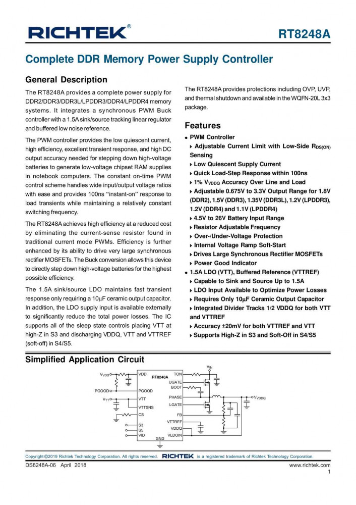 RT8248A datasheet page 1