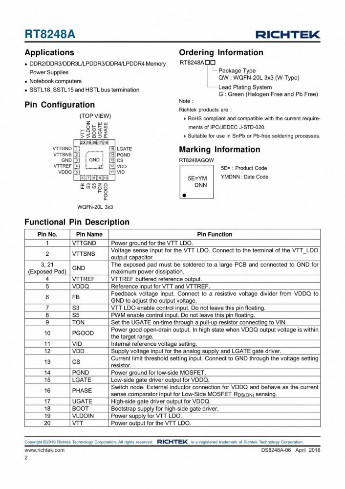 RT8248A datasheet page 2