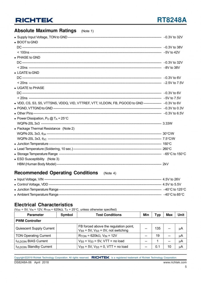 RT8248A datasheet page 5