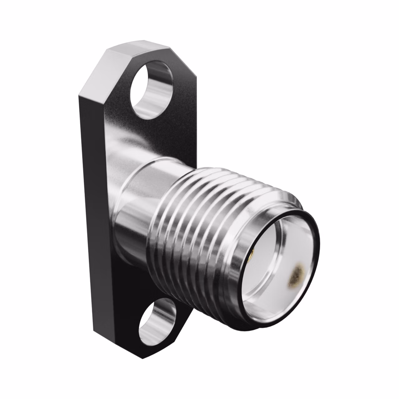 SMA Jack, Straight, 2-Hole Flange Mount, Field Replaceable, Stainless Steel, Accepts .018