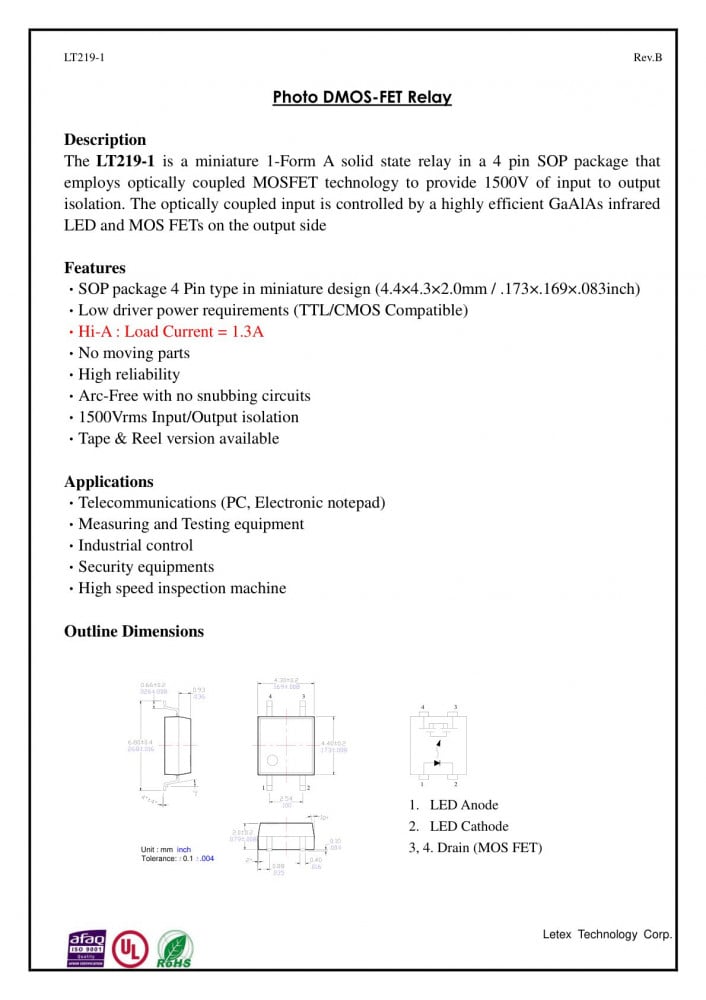 LT219-1 datasheet page 1