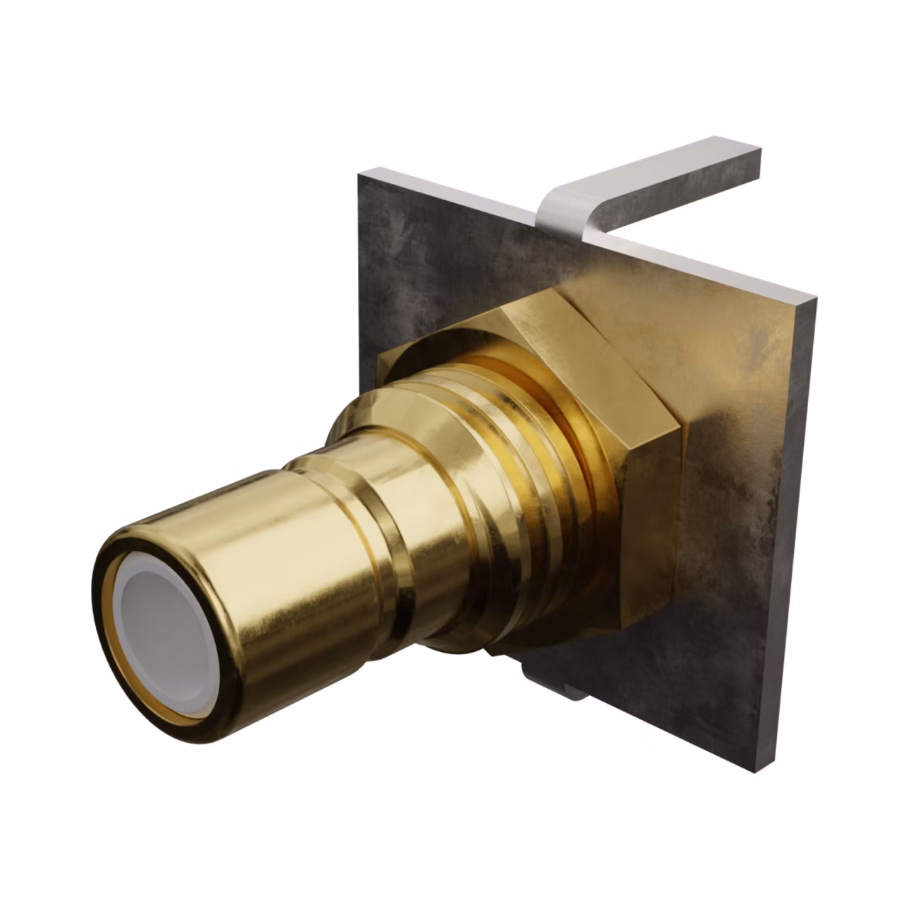 SMB Jack, Straight, Bulkhead Receptacle, Solder Cup Contact, Brass Body, Gold (Au) Plated, Tray, 75 Ohms for sale