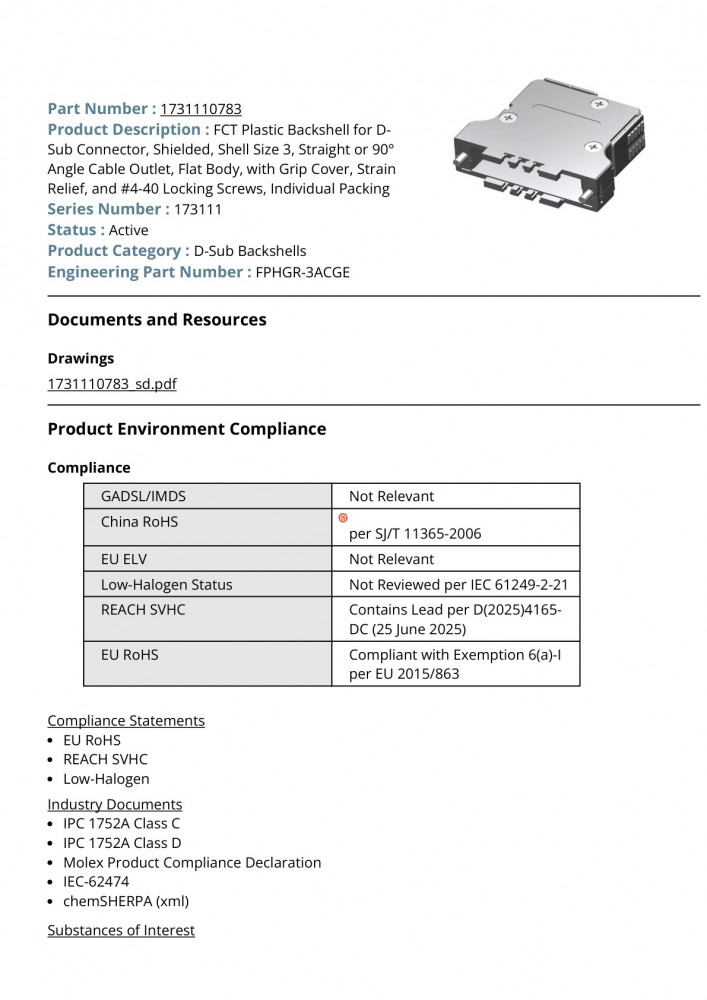 MOLEX 1731110783 drawing page 1