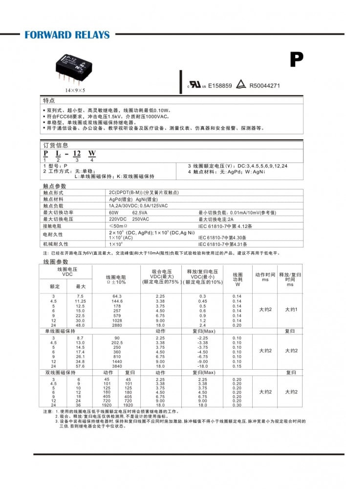 NF P-12V datasheet page 1