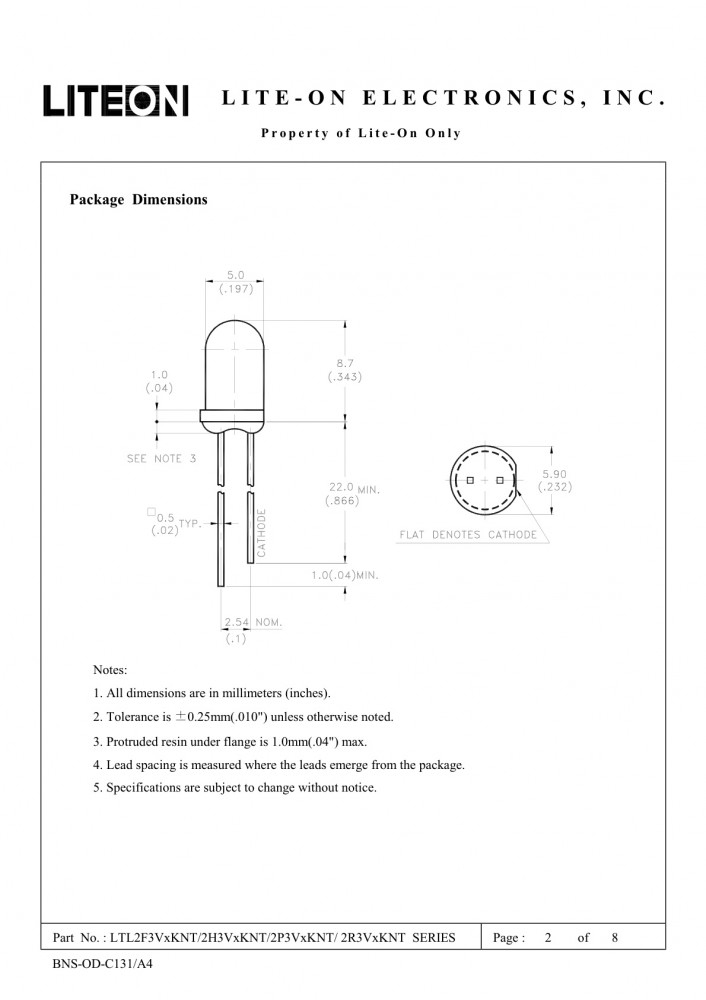 LTL-2R3VRKNT datasheet page 2