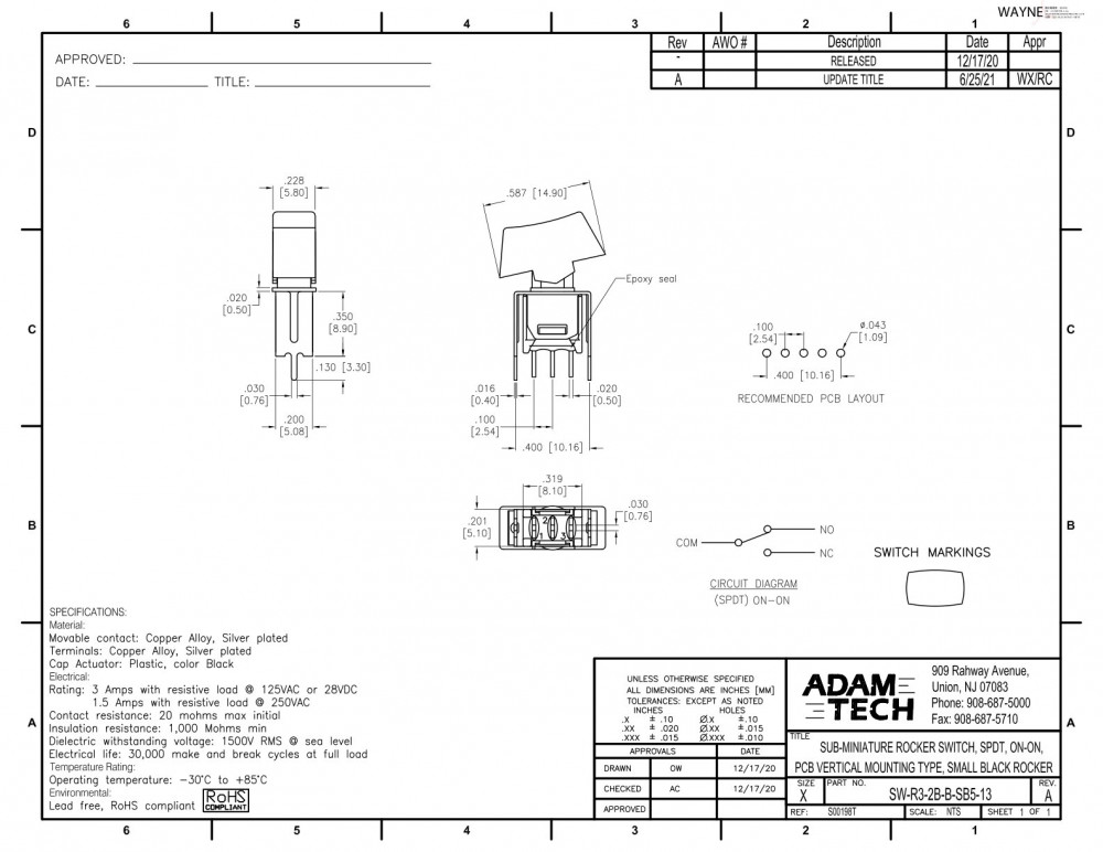 ADAM TECH SW-R3-2B-B-SB5-13 technical document page
