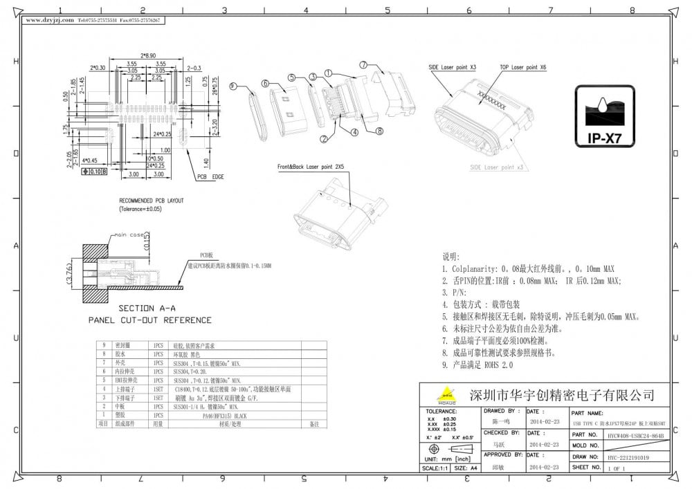 HOAUC HYCW408-USBC24-864B technical drawing page 2