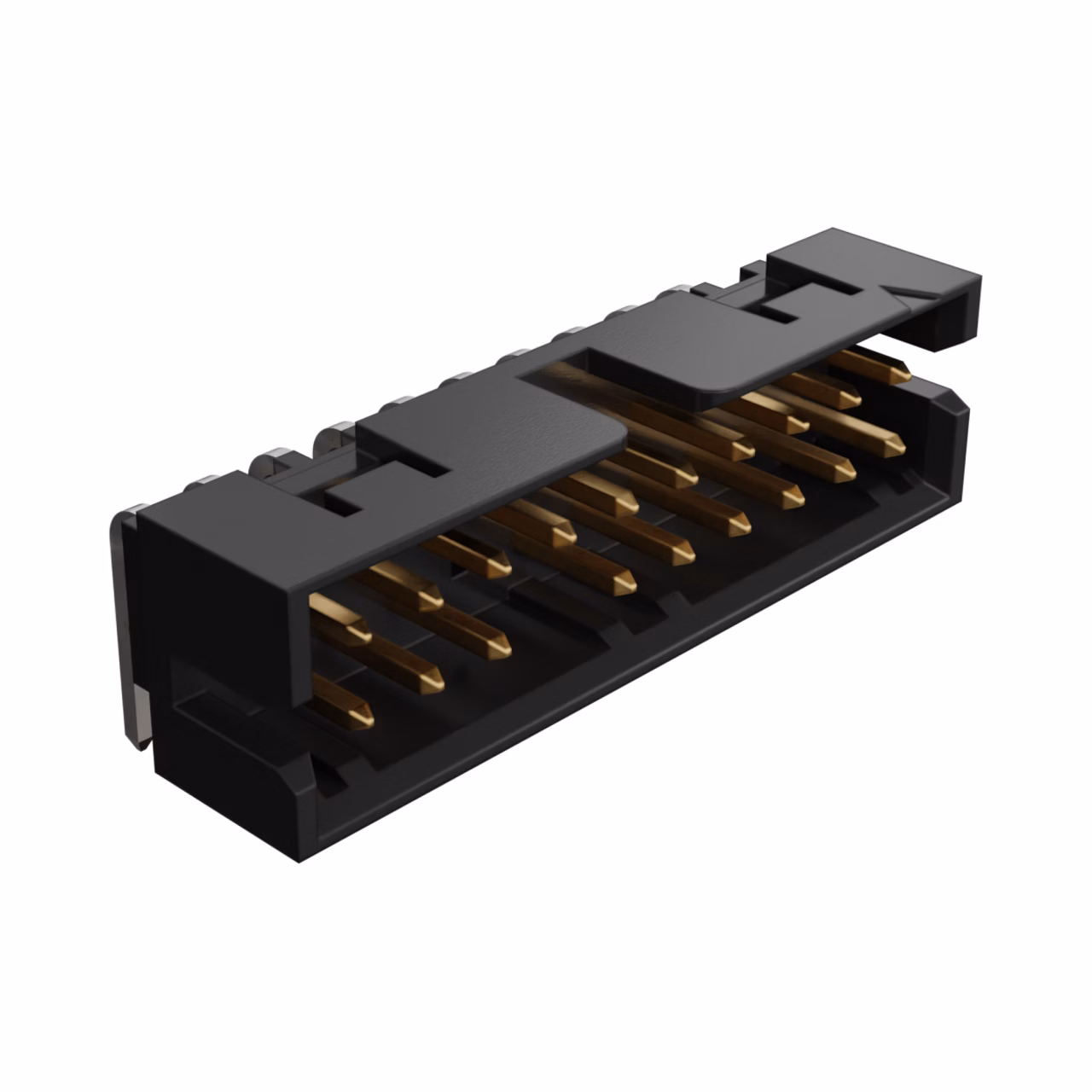 2.00mm Pitch, Milli-Grid PCB Header, Dual Row, Right-Angle, Through Hole, 20 Circuits, Circuit 14 Voided, 0.38µm Gold (Au) Plating, 2.16mm Tail Length, Dual Side Slots, Dual Friction Locks, Center Polarization, Tube for sale