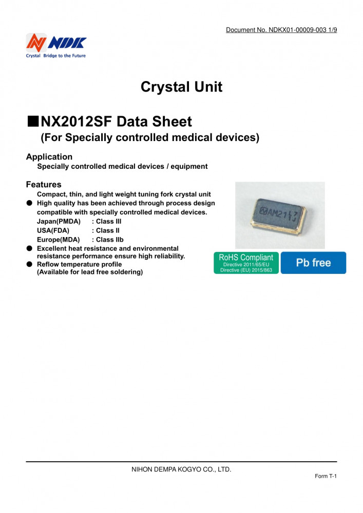 NX2012SF datasheet page 1