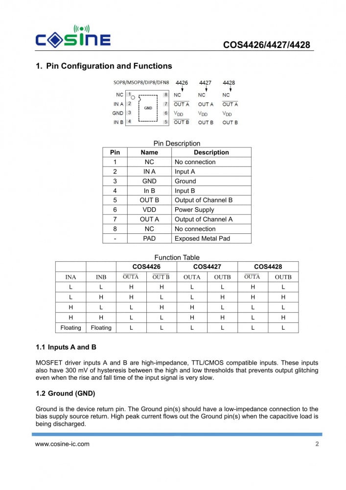 COS4427DT datasheet page 2