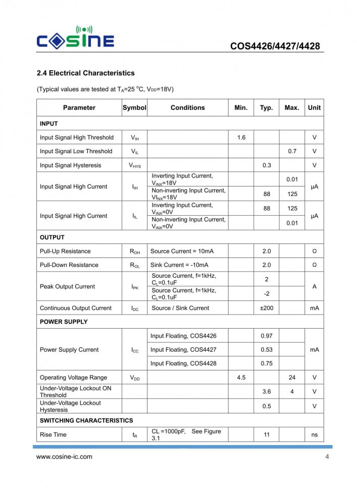 COS4427DT datasheet page 4