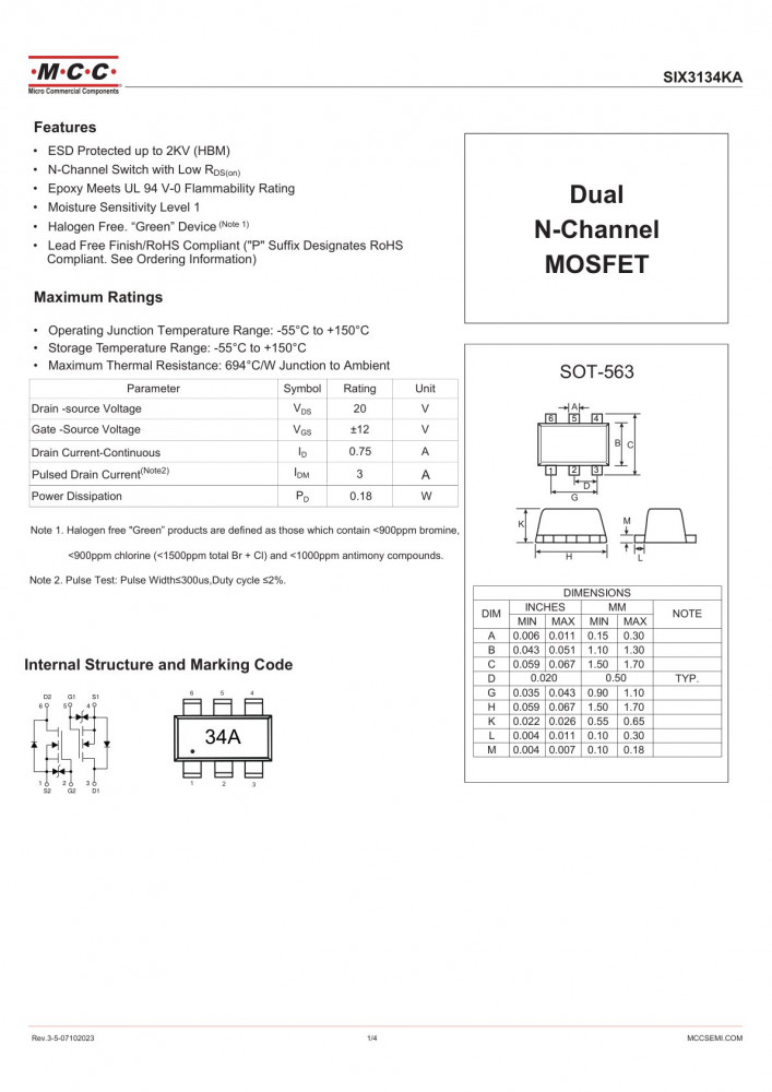 SIX3134KA-TP datasheet page 1