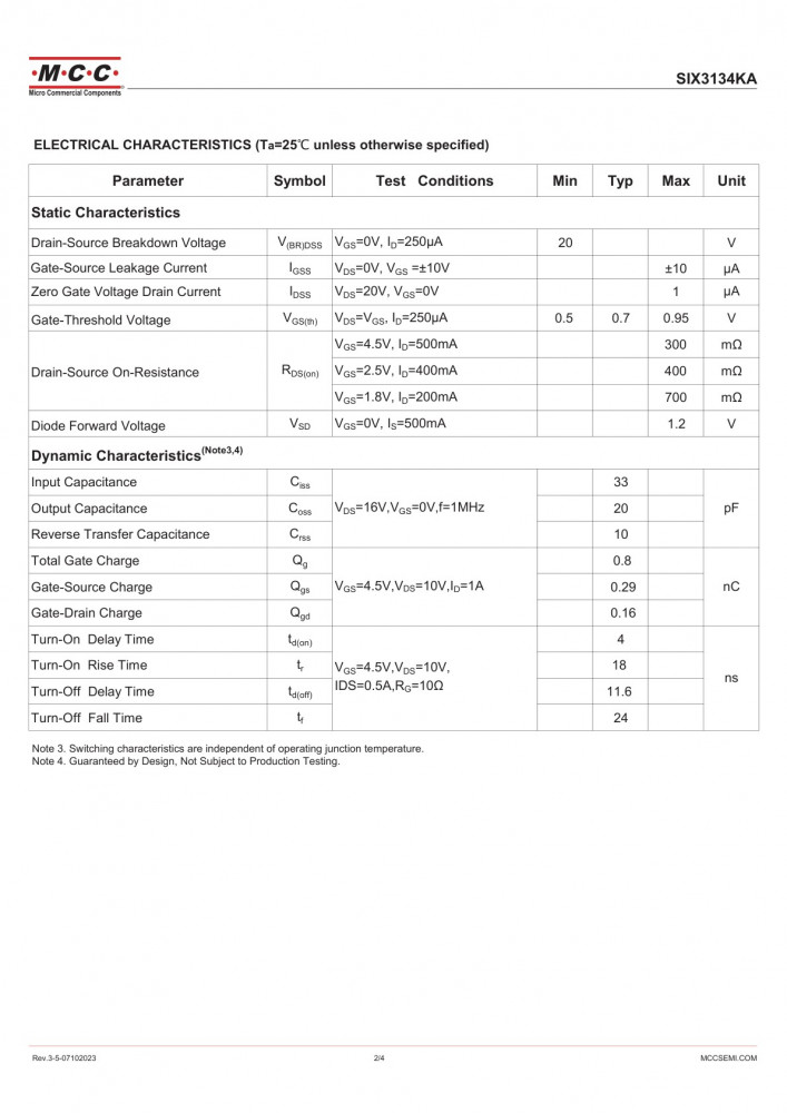 SIX3134KA-TP datasheet page 2