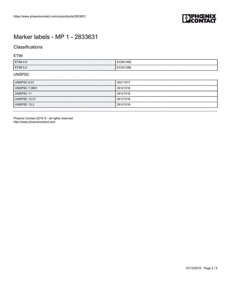 Phoenix Contact 2833631 technical document page 2