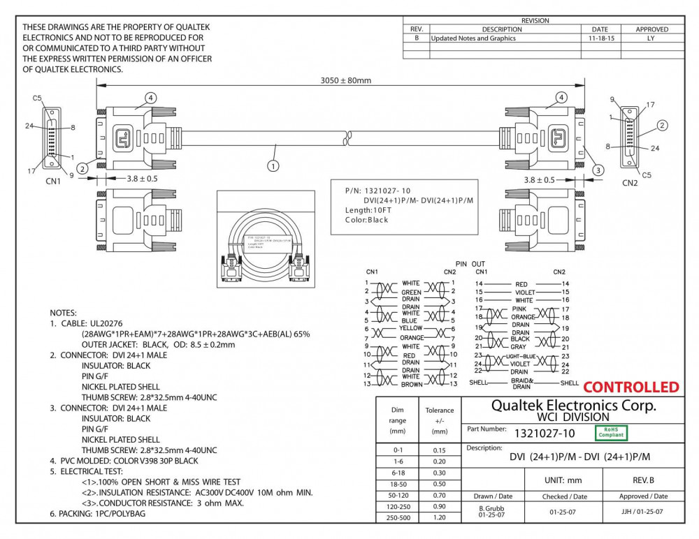 1321027-10 DVI cable assembly technical drawing preview