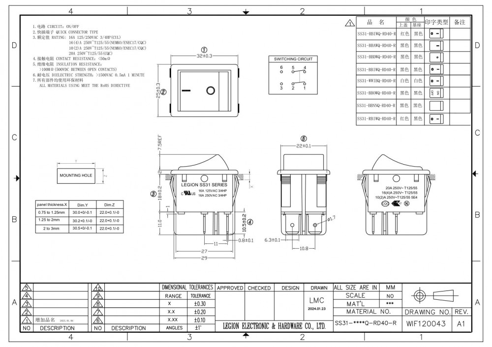 Legion SS31-BBNNQ-RD40-R technical document page