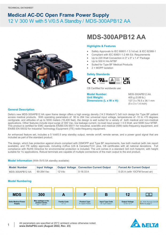 MDS-300APB12 AA datasheet page 1