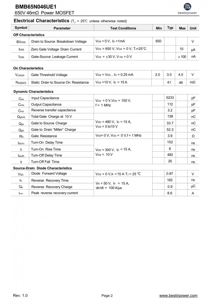 BMB65N046UE1 datasheet page 2
