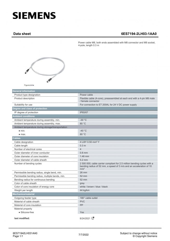SIEMENS 6ES71942LH031AA0 product datasheet