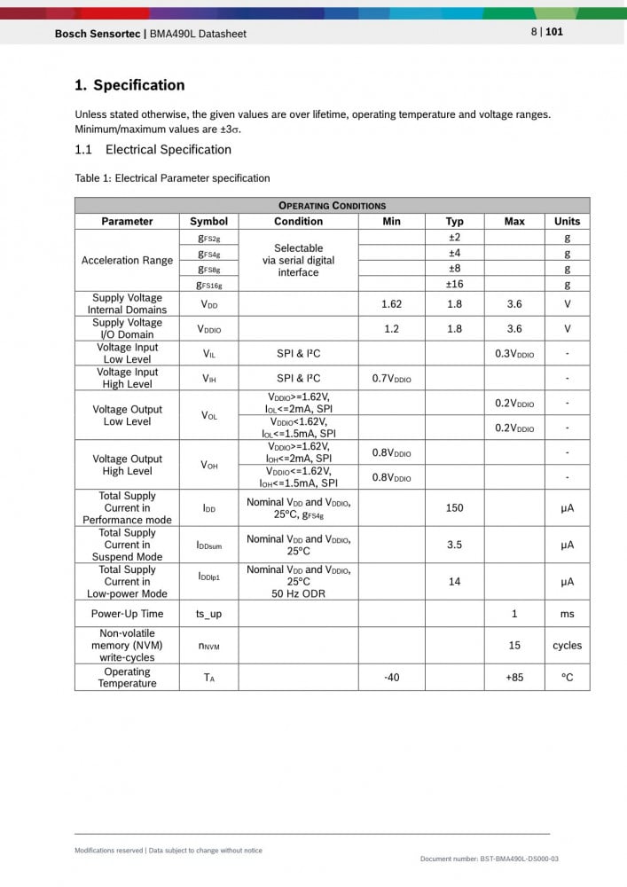 BMA490L datasheet page 8