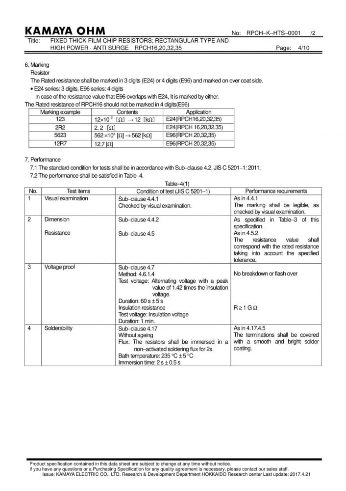 KAMAYA RPCH datasheet page 5