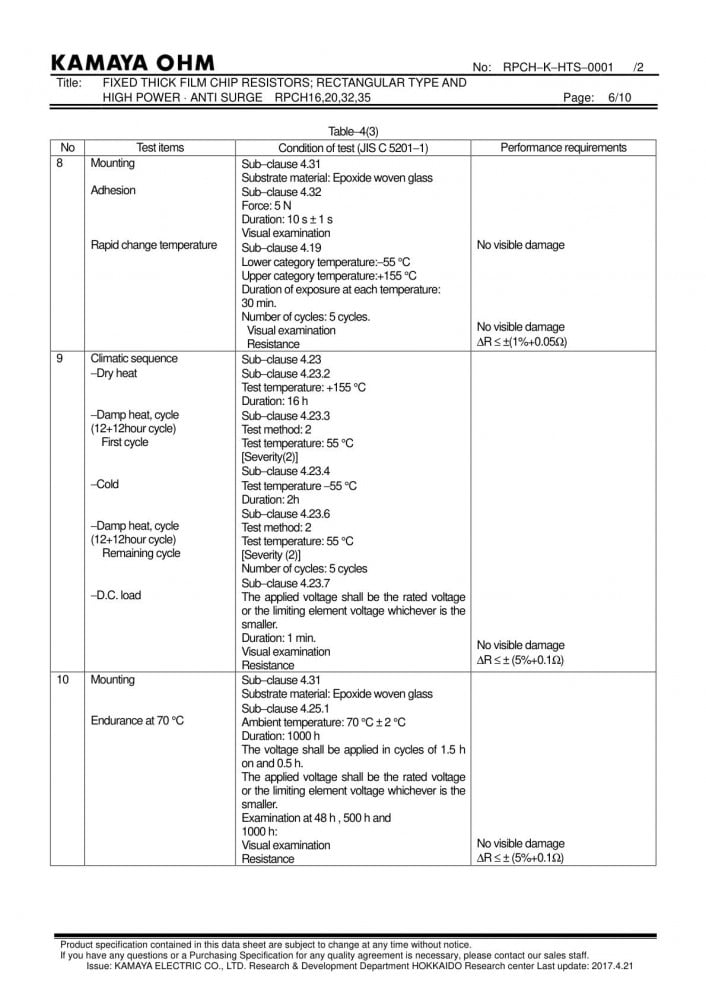 KAMAYA RPCH datasheet page 7