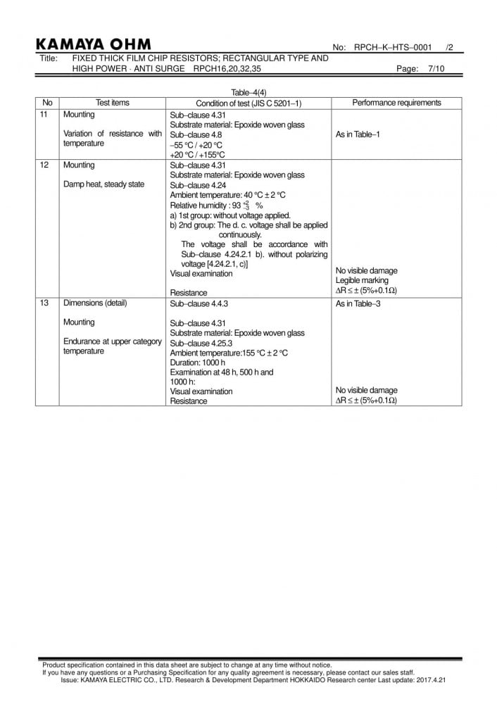 KAMAYA RPCH datasheet page 8