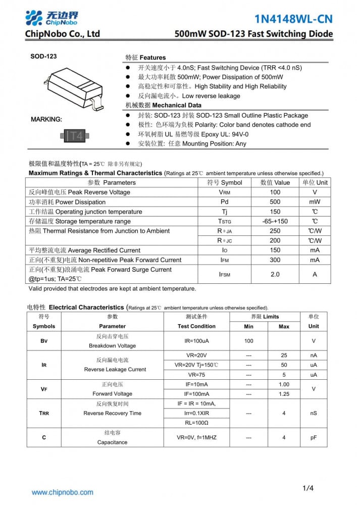 1N4148WL-CN datasheet page 1