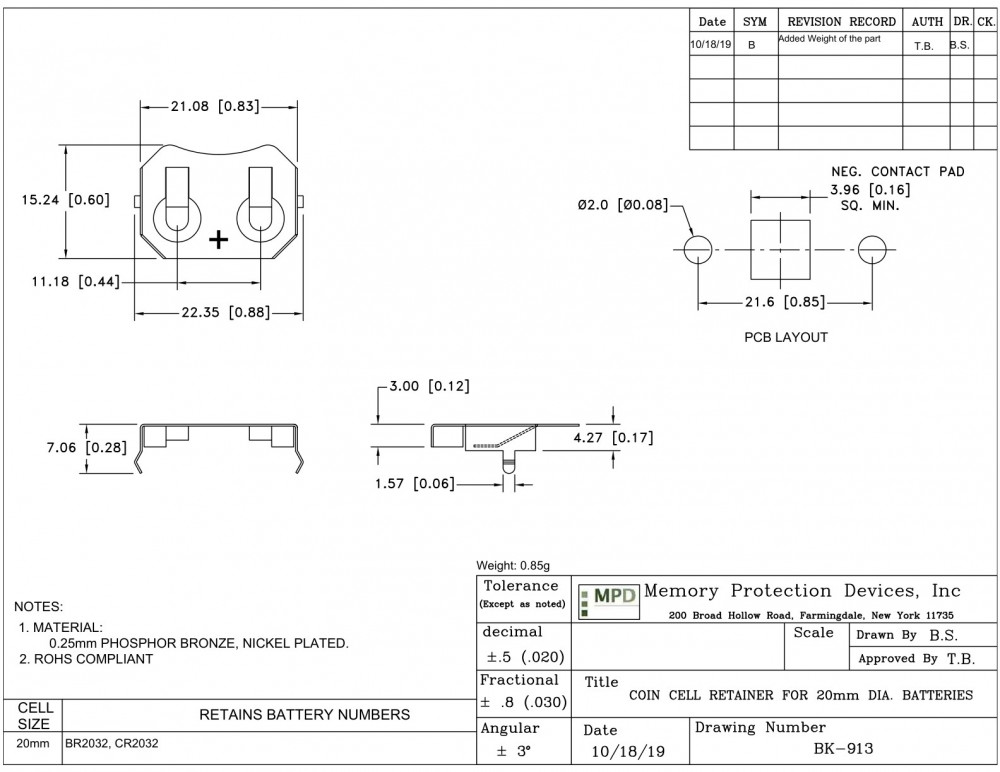 MPD BK-913 technical drawing page