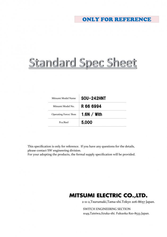 MITSUMI R-666994 specification page 1