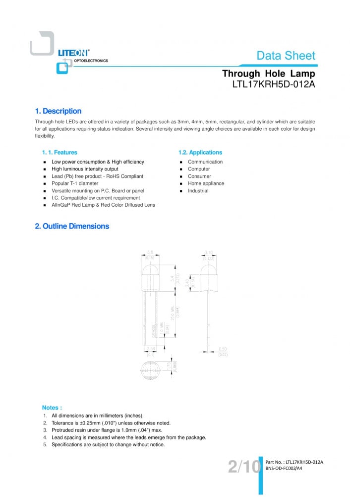 LTL17KRH5D-012A datasheet page 3