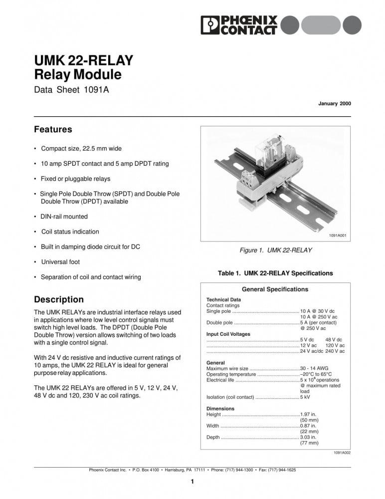 UMK 22-RELAY datasheet page 1