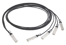 QSFP+-to-4 SFP+ Passive Cable Assembly, 10Gbps, 28 AWG Cable, Pull-to-Release Plunger Style Latch, 3.0m Length for sale